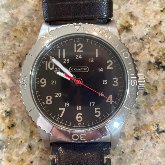 Accessories | Coach Ca72140711 Quartz Watch Black Dial 3 Hands Leather ...